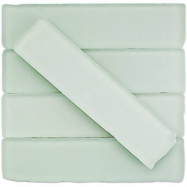 Ivy Hill Tile Ocean Mist Beached 2 in. x 8 in. Frosted Glass Subway ...