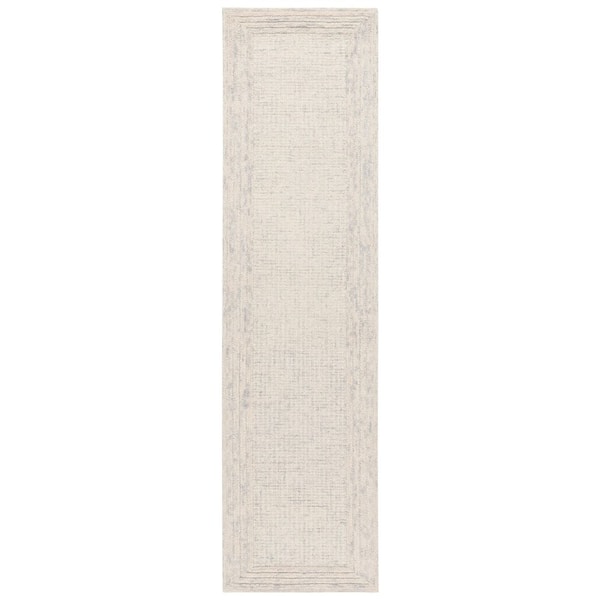 SAFAVIEH Ebony 2 ft. x 9 ft. Denim/Gray Solid Striped Border Runner Rug ...