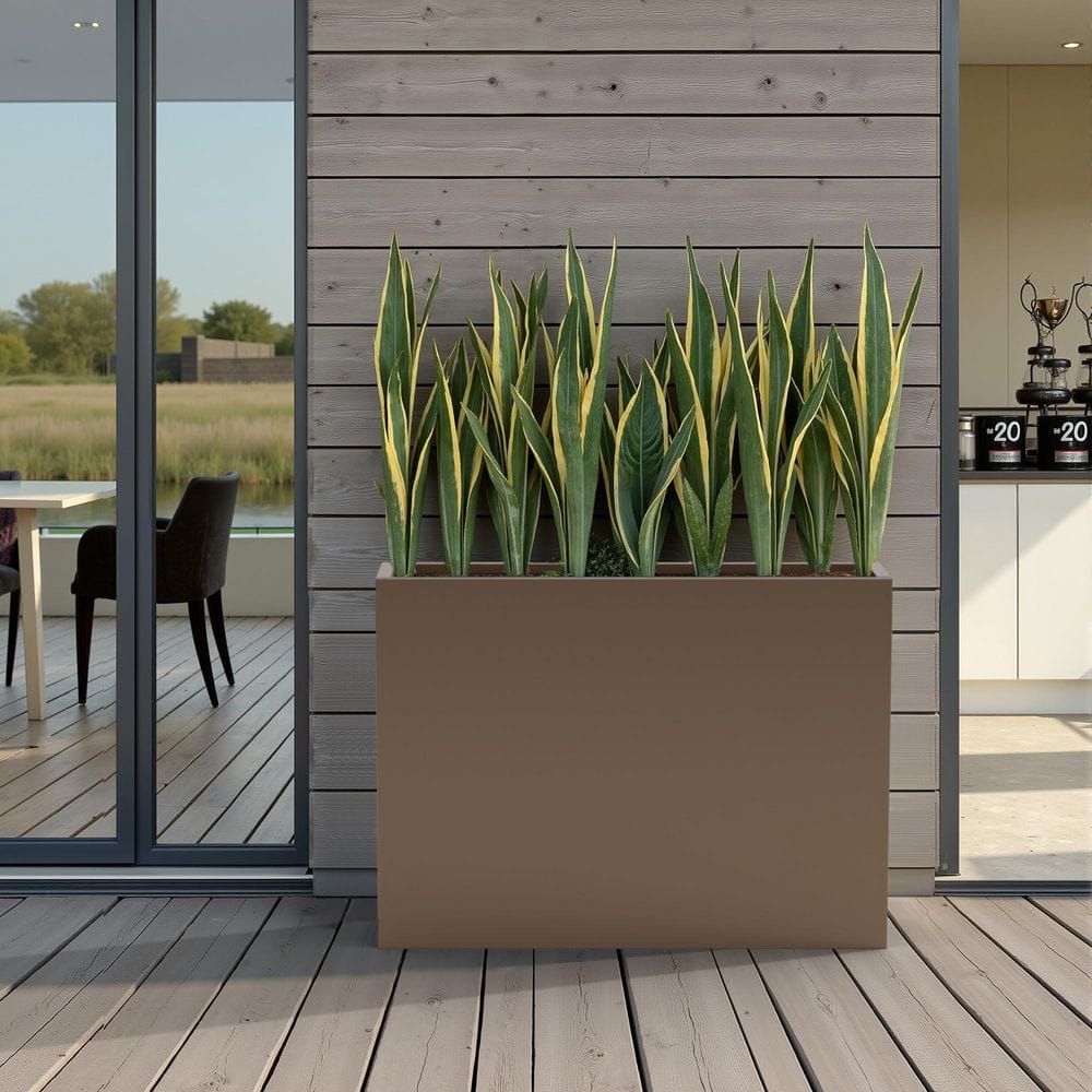 Dovelina Tall 36 in. Lx9 in. Wx28 in. H Rectangular Brown Metal Planter ...