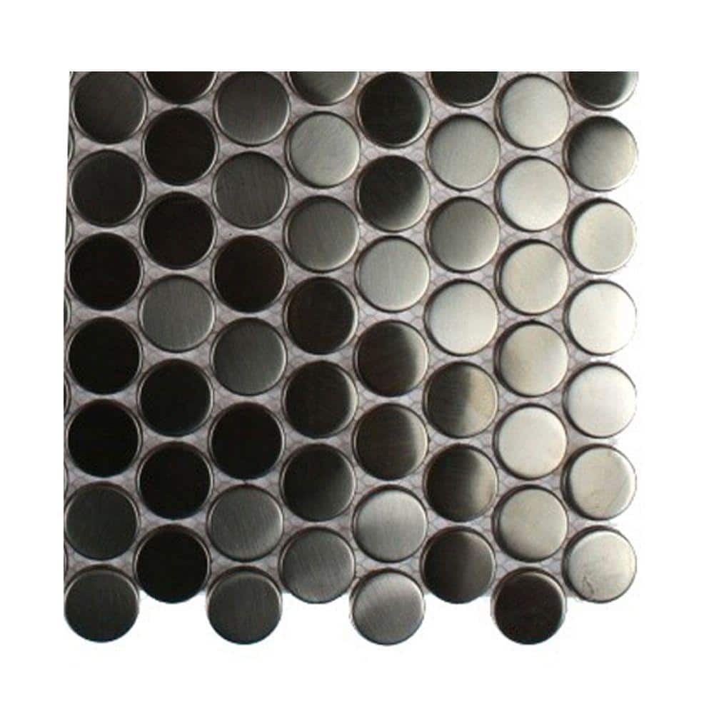 Ivy Hill Tile Silver Stainless Steel Penny Round 3 in. x 6 in. x 8 mm ...