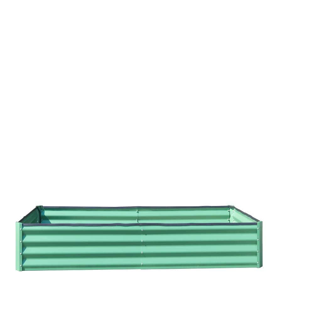 8 ft. L x 4 ft. W x 1 ft. H Green Steel Planter Box for Gardening HG ...
