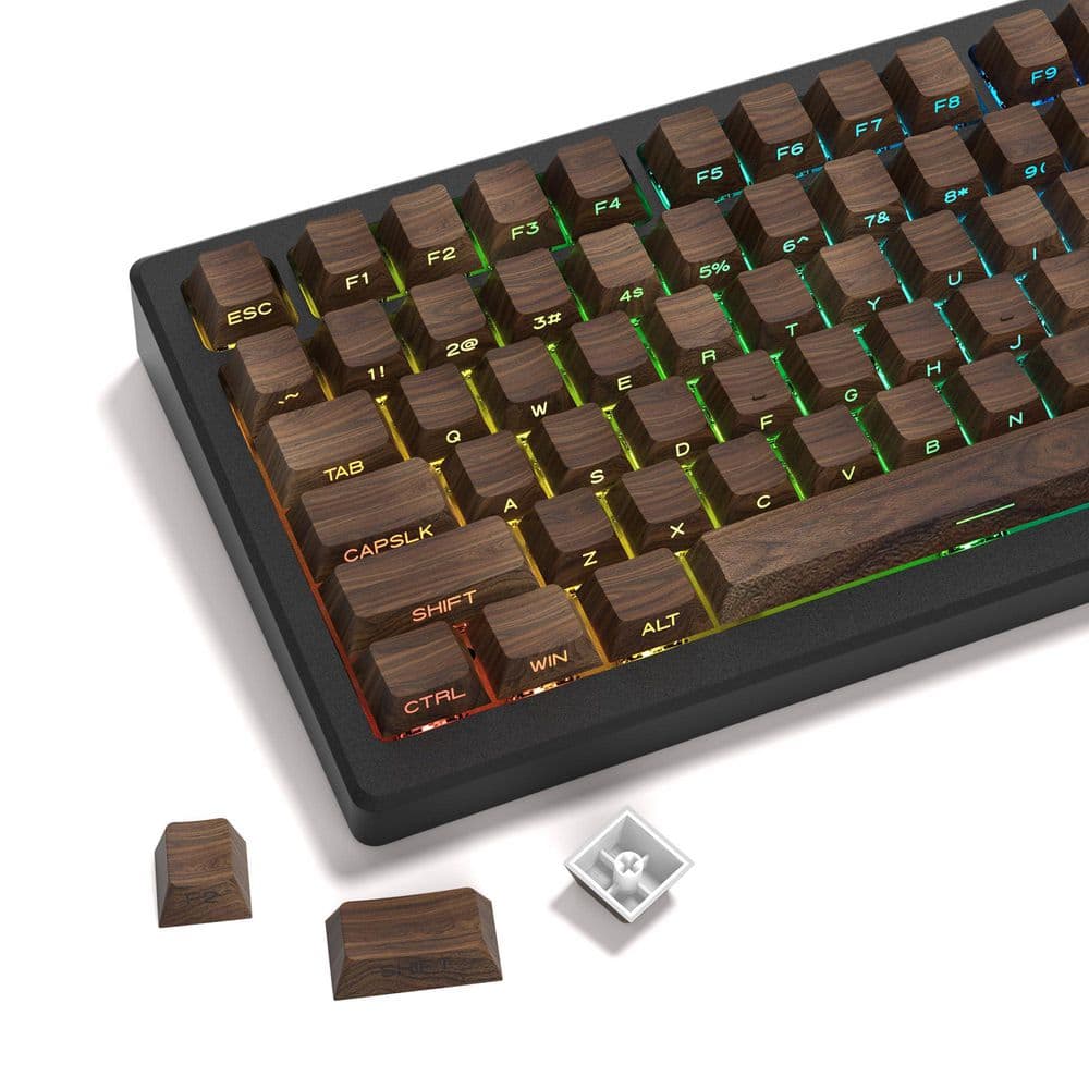 BIBIVIS 136 Keys Cherry Profile Keyboard Key Cap with Walnut Textures ...