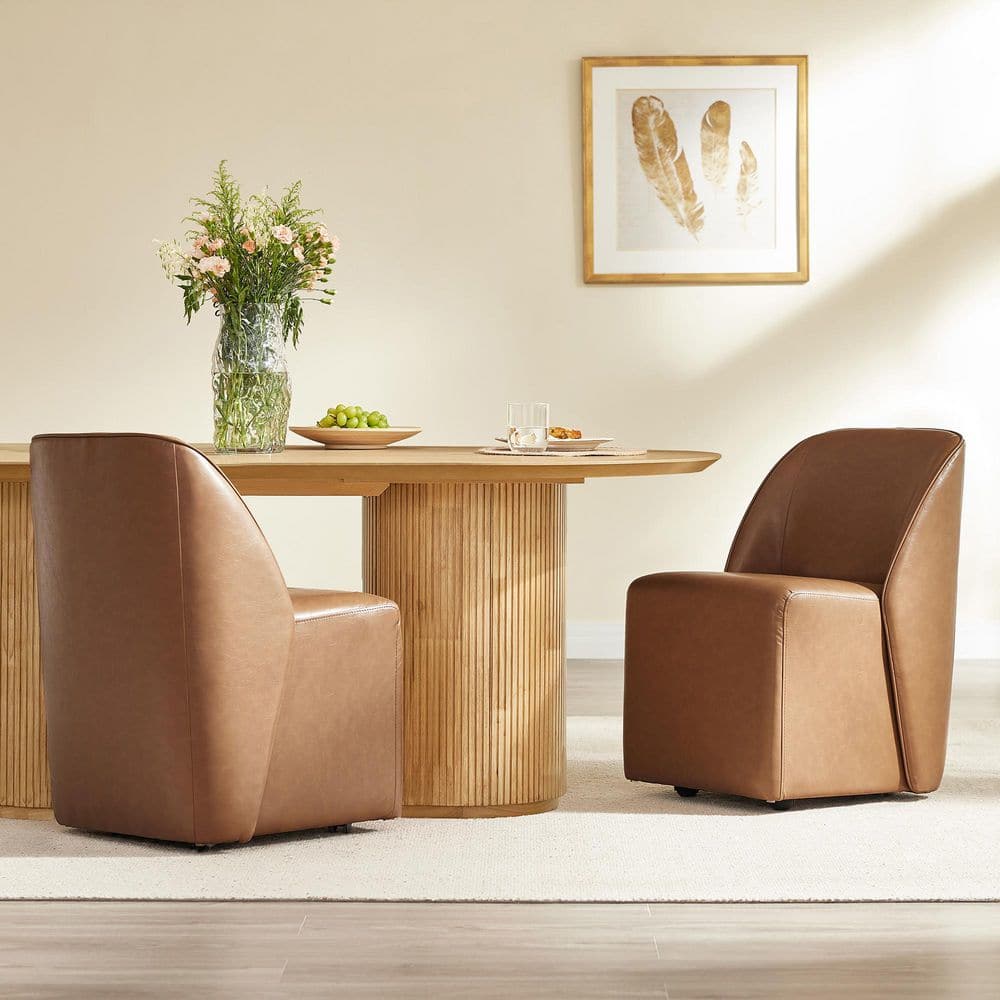 Spruce & Spring Gabriel Saddle Faux Leather Modern Upholstered Dining ...
