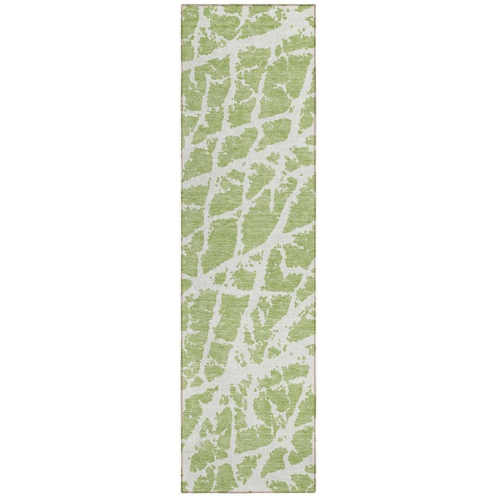 HomeRoots Green and White 2 ft. x 7 ft. Abstract Indoor / Outdoor Area ...