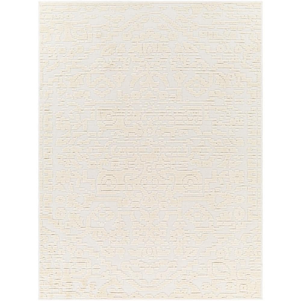Livabliss Lyna Cream Distressed 5 ft. x 7 ft. Machine-Washable Indoor ...