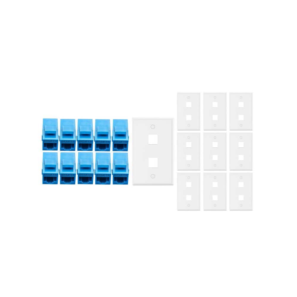 Micro Connectors, Inc 10-Pack 1-Gang White Keystone Plastic Wall Plate ...