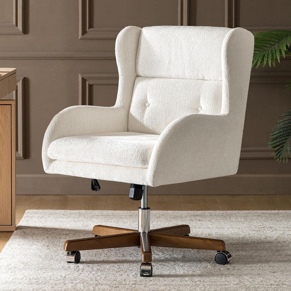 JAYDEN CREATION Moira Polyester Modern Wingback Swivel Chenille Office ...