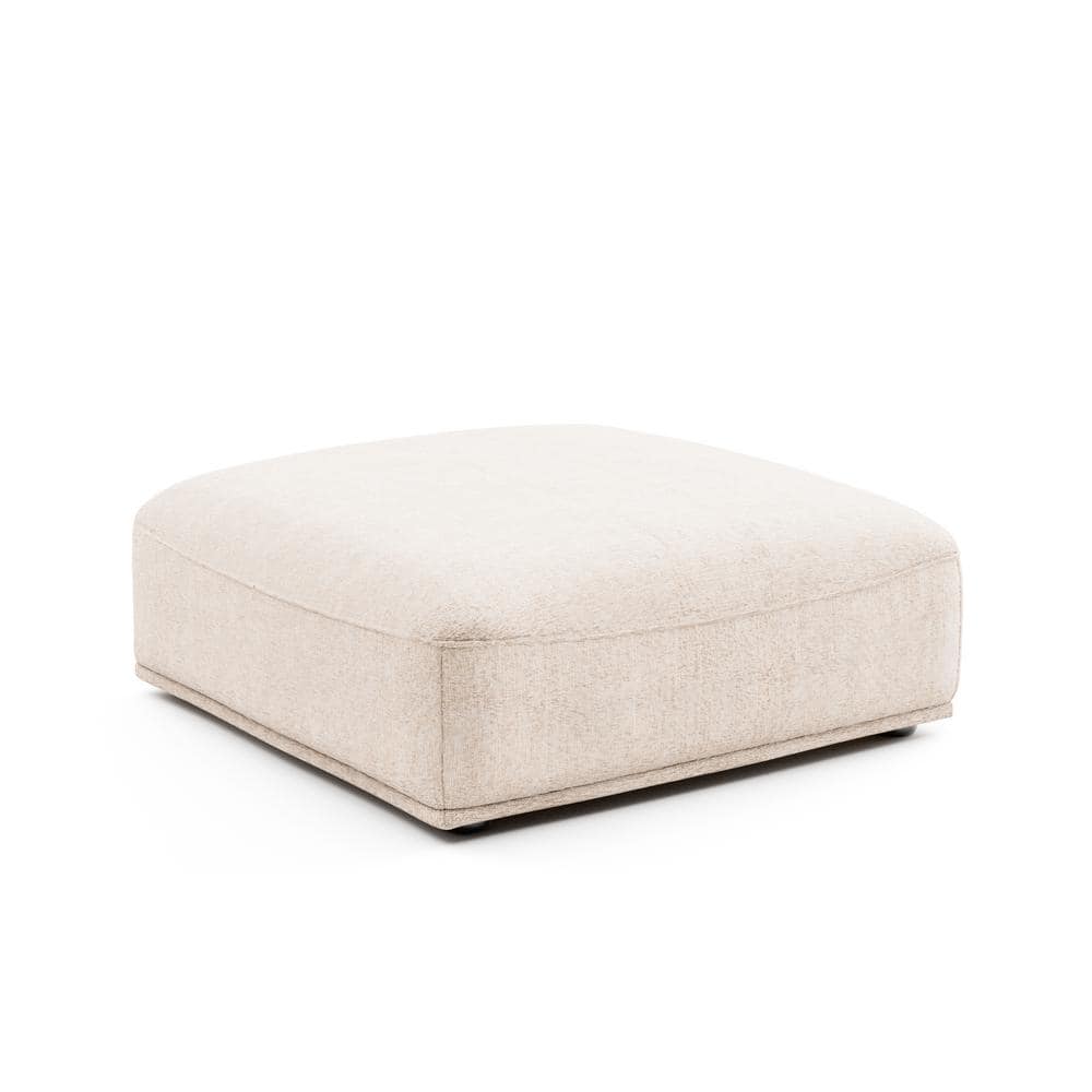Furniture of America Fairwind 42 in. Armless Chenille Square Modular Ottoman Sofa in. Light ...