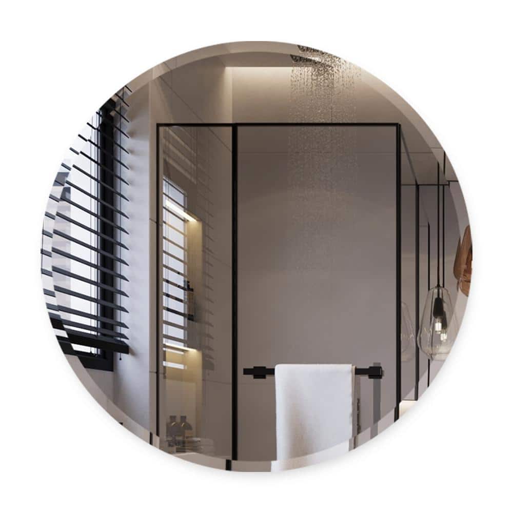 Fab Glass and Mirror Large Round Beveled Glass Mirror (42 in. H x 42 in ...