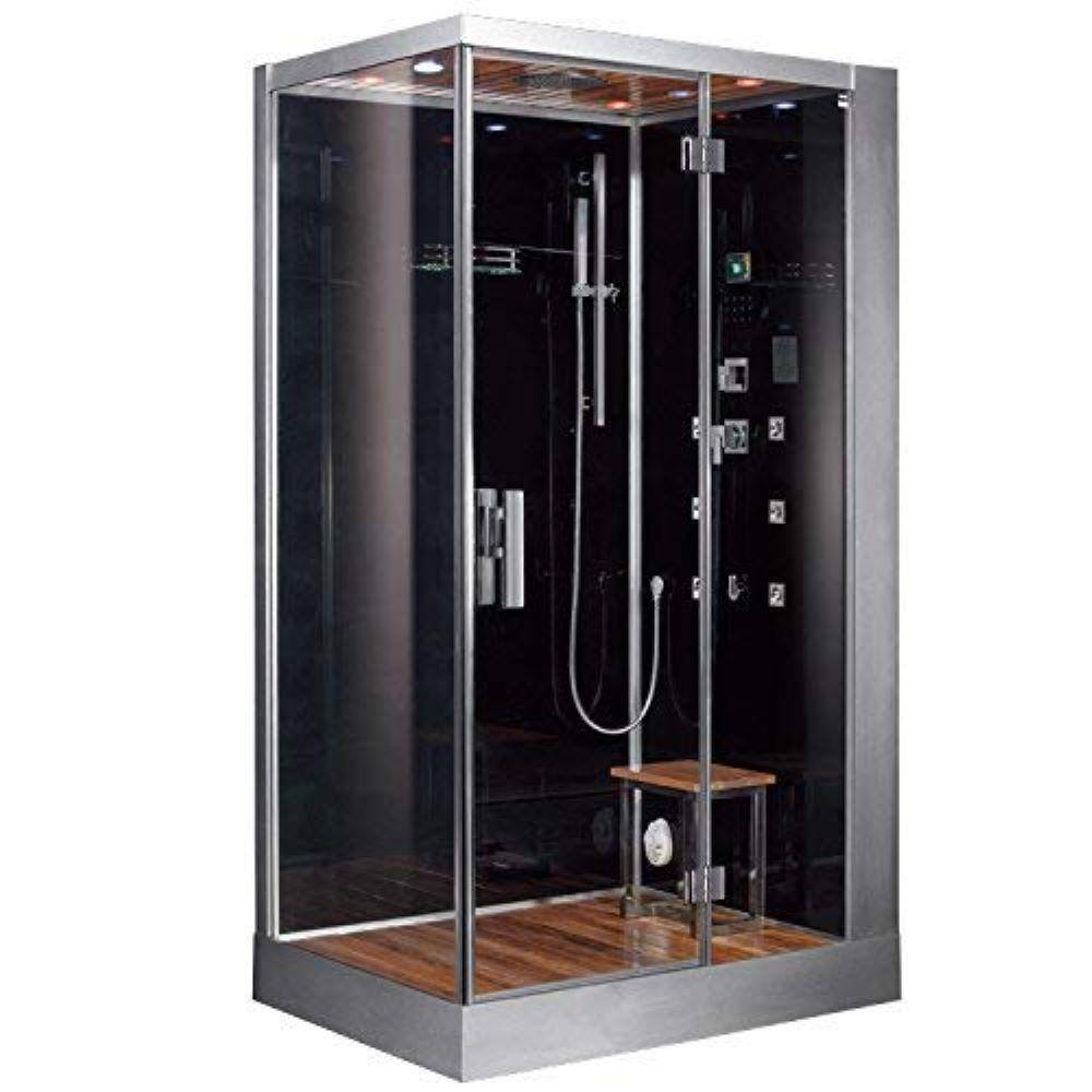 Platinum 47 in. x 36 in. x 90 in. Steam Shower in Black with Hinged ...