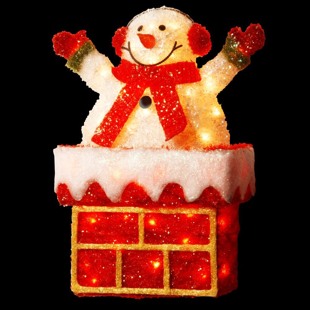 National Tree Company Pre-Lit 22 in. Tinsel Snowman on Chimney MZTSM ...