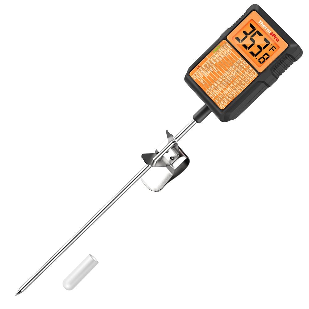 ThermoPro Waterproof Digital Candy Thermometer with Pot Clip, 8" Long ...