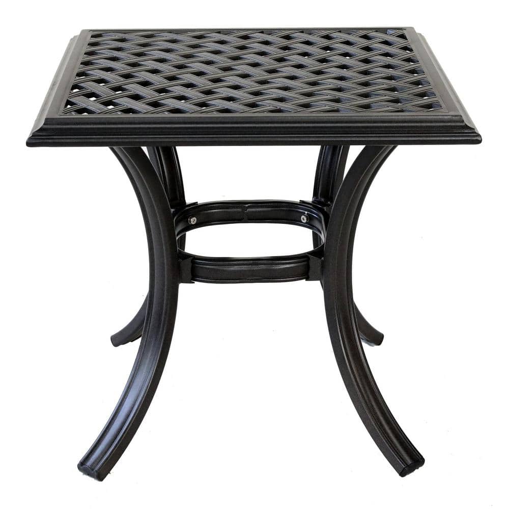 Misopily Lattice-Patterned Top Square Solid Cast Aluminum Outdoor Side ...