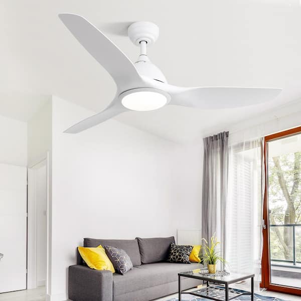Dimmable LED Bedroom Fan 52" Low Profile Ceiling Fan With Light ...