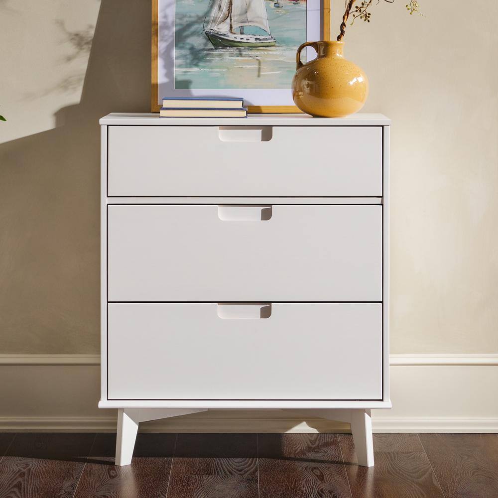 Walker Edison Furniture Company Mid-Century Modern White 3-Drawer 30 in ...