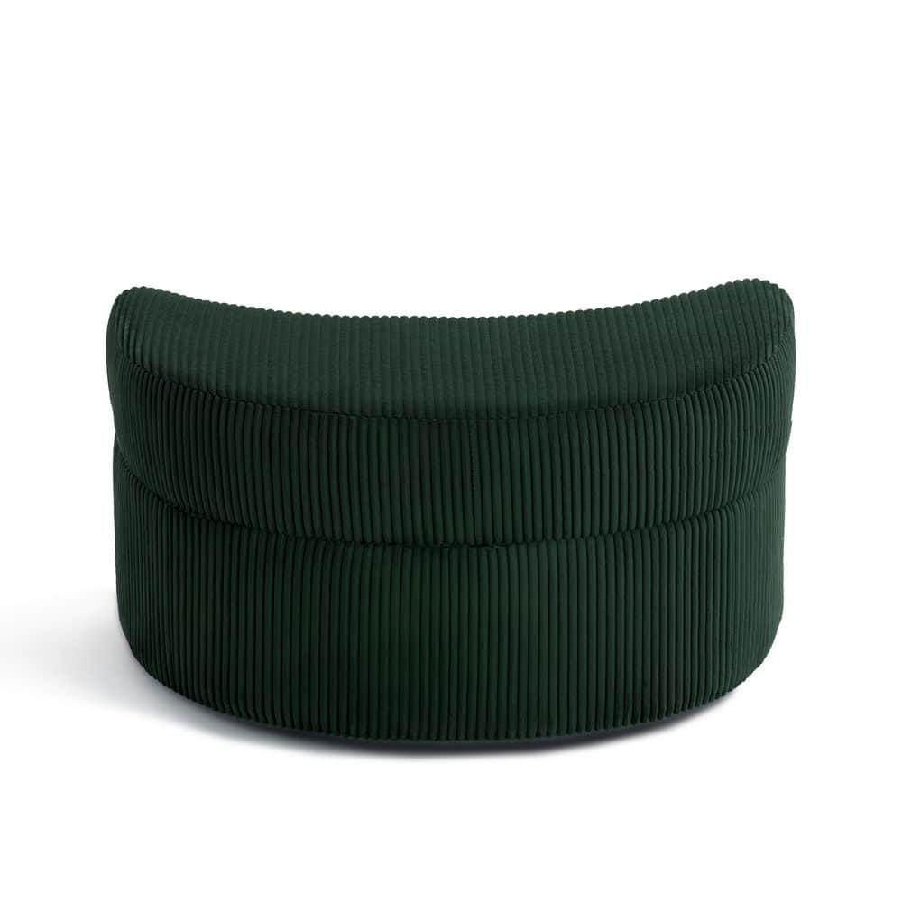 Uixe Modern Green Corduroy Fabric Half Crescent Moon Storage Ottoman ...