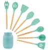 MegaChef Mint Green Silicone and Wood Cooking Utensils (Set of 9 ...