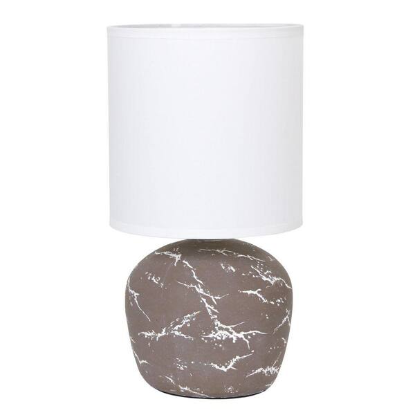 Simple Designs 12.4 Mini Marble-Inspired Concrete Table Lamp, Taupe ...