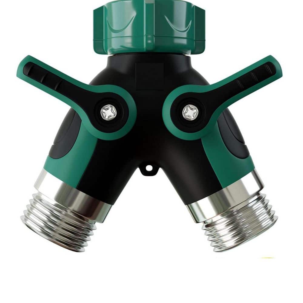 Dyiom 2-Way Heavy Duty Metal Garden Hose Splitter, High Flow Y Valve ...