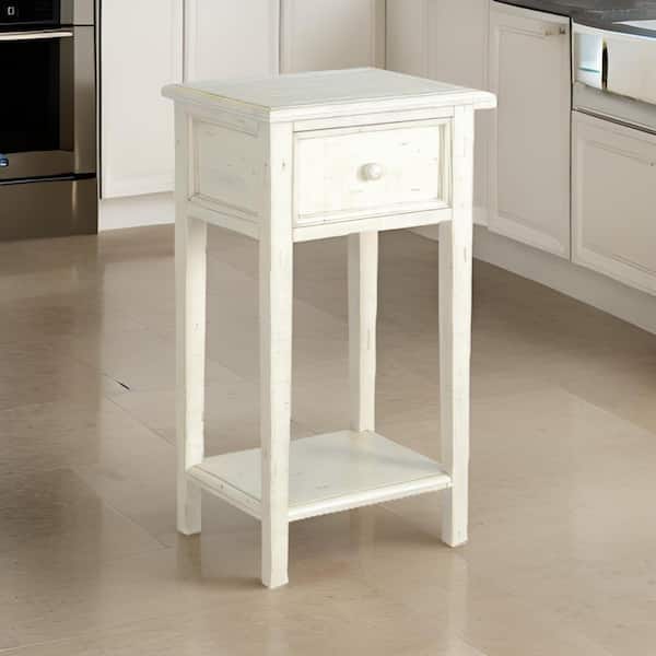 Benjara 17 in. White Rectangular Wooden Top End Table BM325344 - The ...