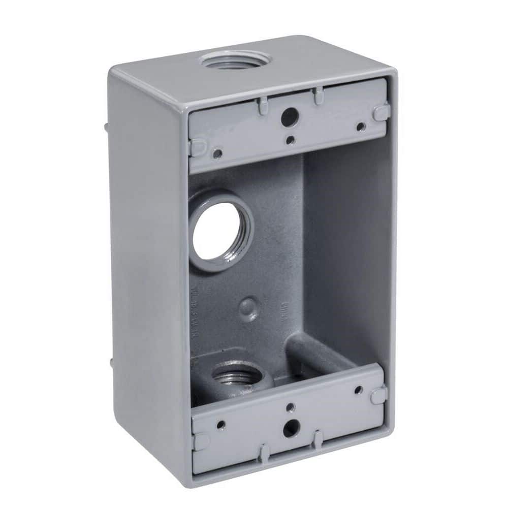 Southwire 1 in. Weatherproof 3-Hole Single Gang Electrical Box WB13100 ...