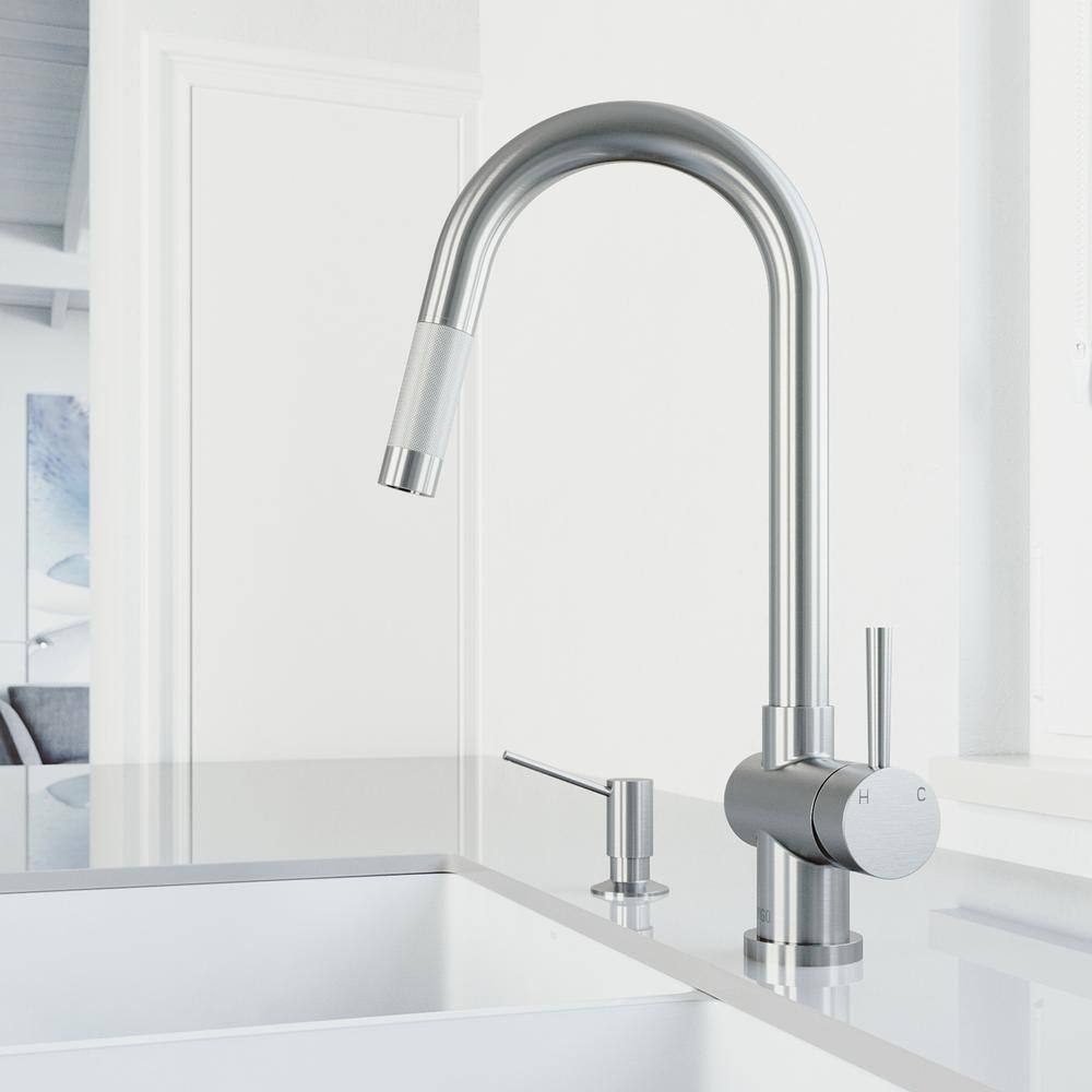 VIGO Gramercy Single Handle Pull-Down Spout Kitchen Faucet Set with ...