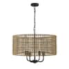 aiwen Modern 19.68 in. 4-Light Bohemian Chandelier with Natural Woven ...