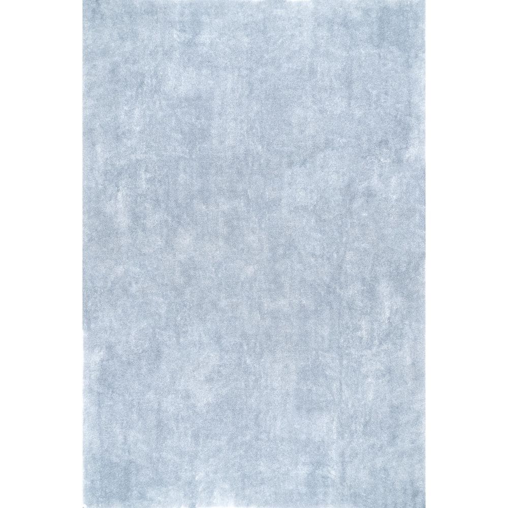 nuLOOM Loni Solid Machine Washable Shag Light Blue 4 ft. x 6 ft. Area ...