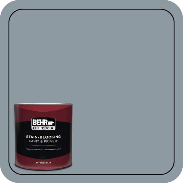 BEHR ULTRA 1 qt. #N490-4 Teton Blue Flat Exterior Paint & Primer 485404 ...