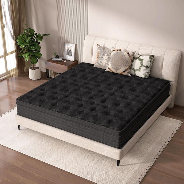 Dark King Medium Hybrid Euro Top 12 in. Bed-in-a-Box Mattress HD-Aria ...