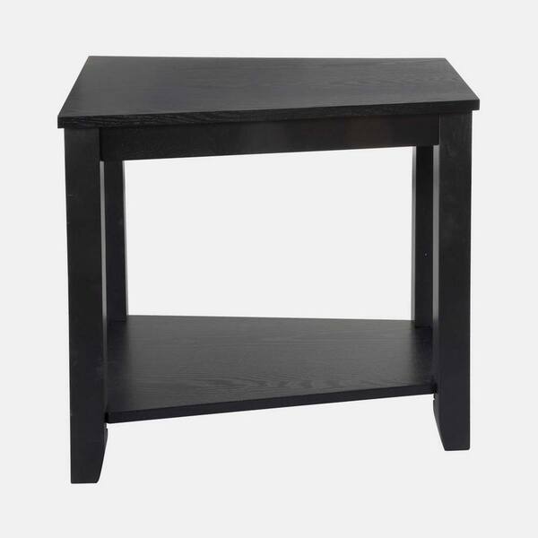 wetiny 16 in. Contemporary Black Finish Wedge Shape Wood End Table with ...