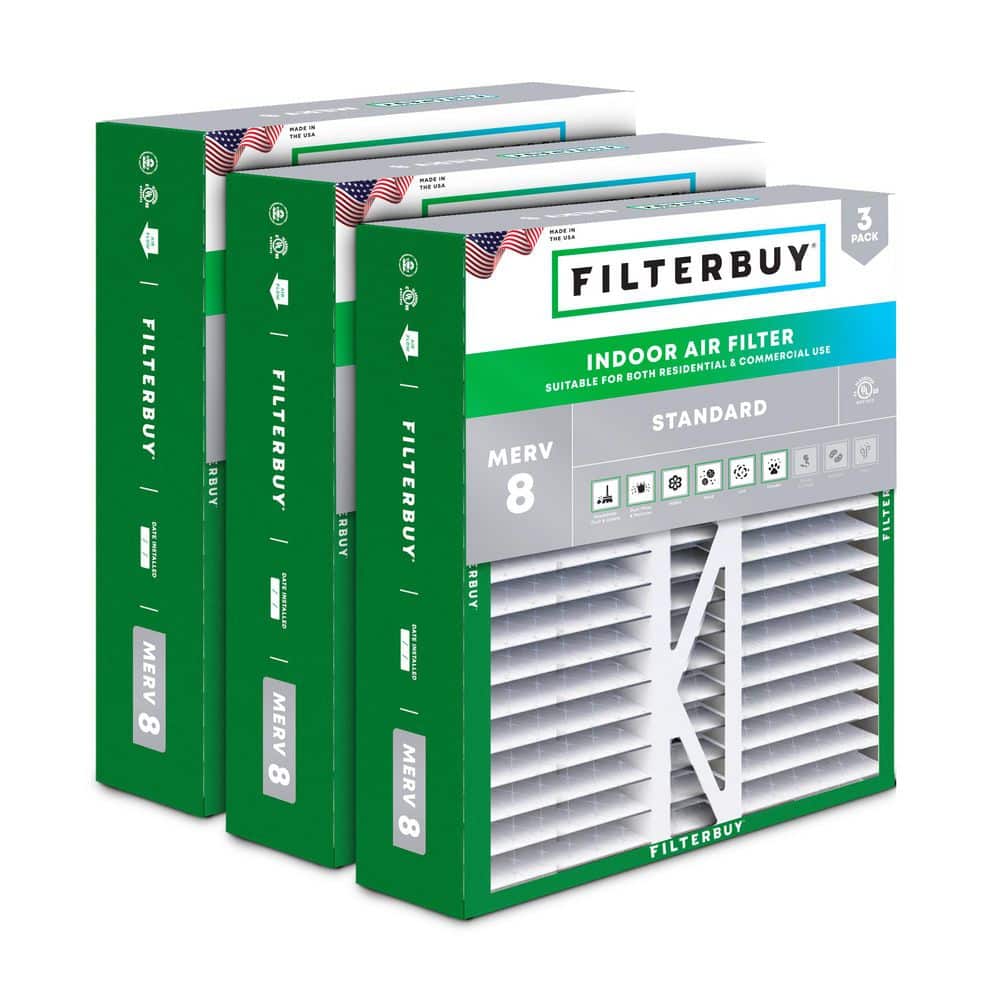 Filterbuy 20 in. x 20 in. x 5 in. MERV 8 (FPR 5) Dust Defense Pleated ...