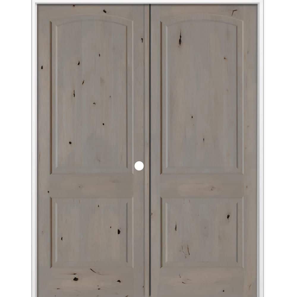 Krosswood Doors 48 in. x 96 in. Rustic 2-Panel Arch Top Left Active ...