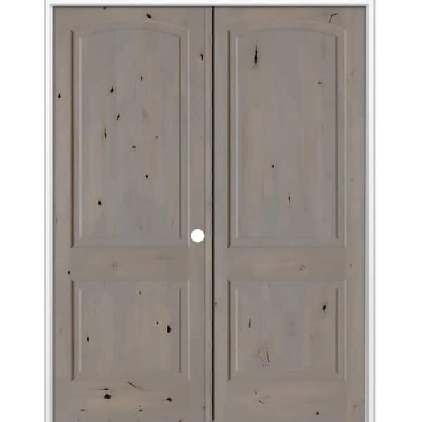 Krosswood Doors 48 in. x 96 in. Rustic 2-Panel Arch Top Left Active ...