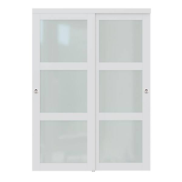 Reviews for EH PUERTA 60 in. x 96 in. 3-Lites Frosted Glass Finished ...