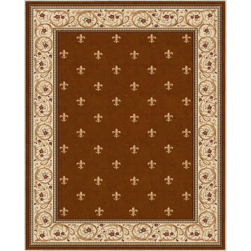 Well Woven Brown 5 ft. x 7 ft. Flat-Weave Apollo Fleur De Lis ...