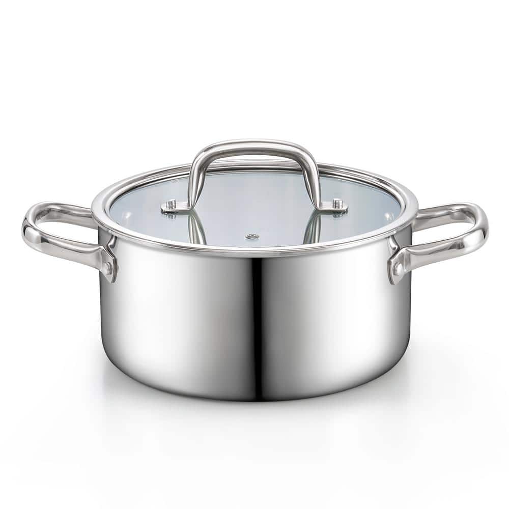 Cook N Home 4 qt. Tri-Ply Clad Stainless Steel Stockpot with Lid ...