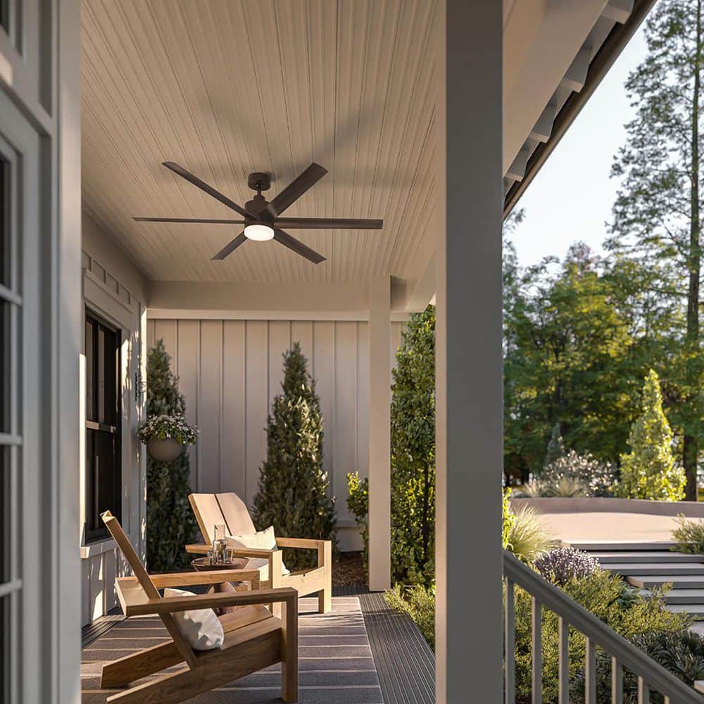 KICHLER 65 in. Loa Ceiling Fan with Satin Etch Cased Opal Glass with ...