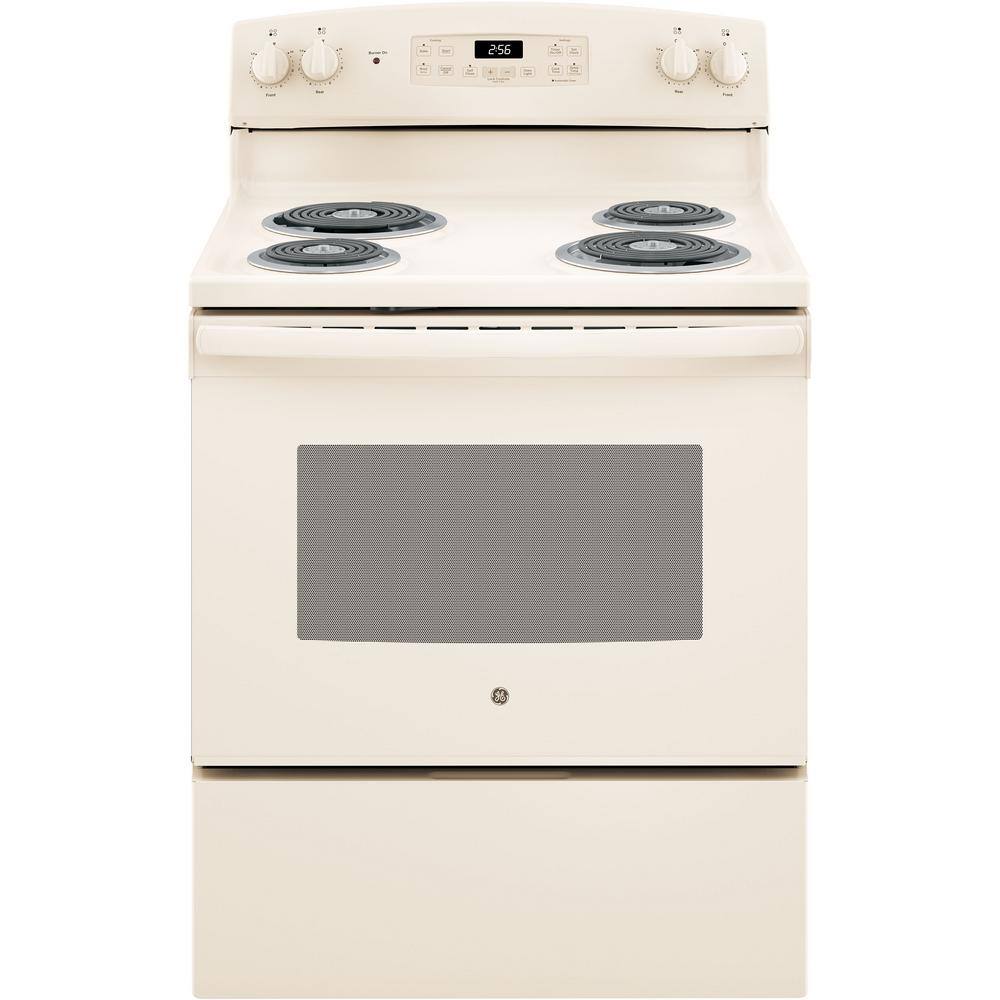 GE 30 in. 5.0 cu. ft. Electric Range with Self-Cleaning Oven in Bisque ...