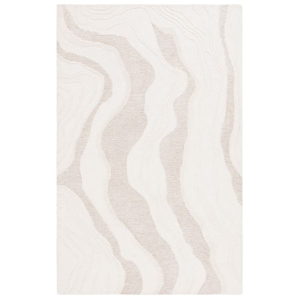 SAFAVIEH Fifth Avenue 6 ft. x 9 ft. Natural/Ivory Waves High-Low Area ...