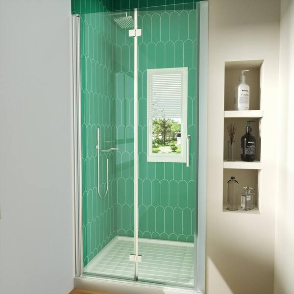 Exbrite 36 To 37 3 8 In W X 72 In H Bi Fold Frameless Shower Doors In