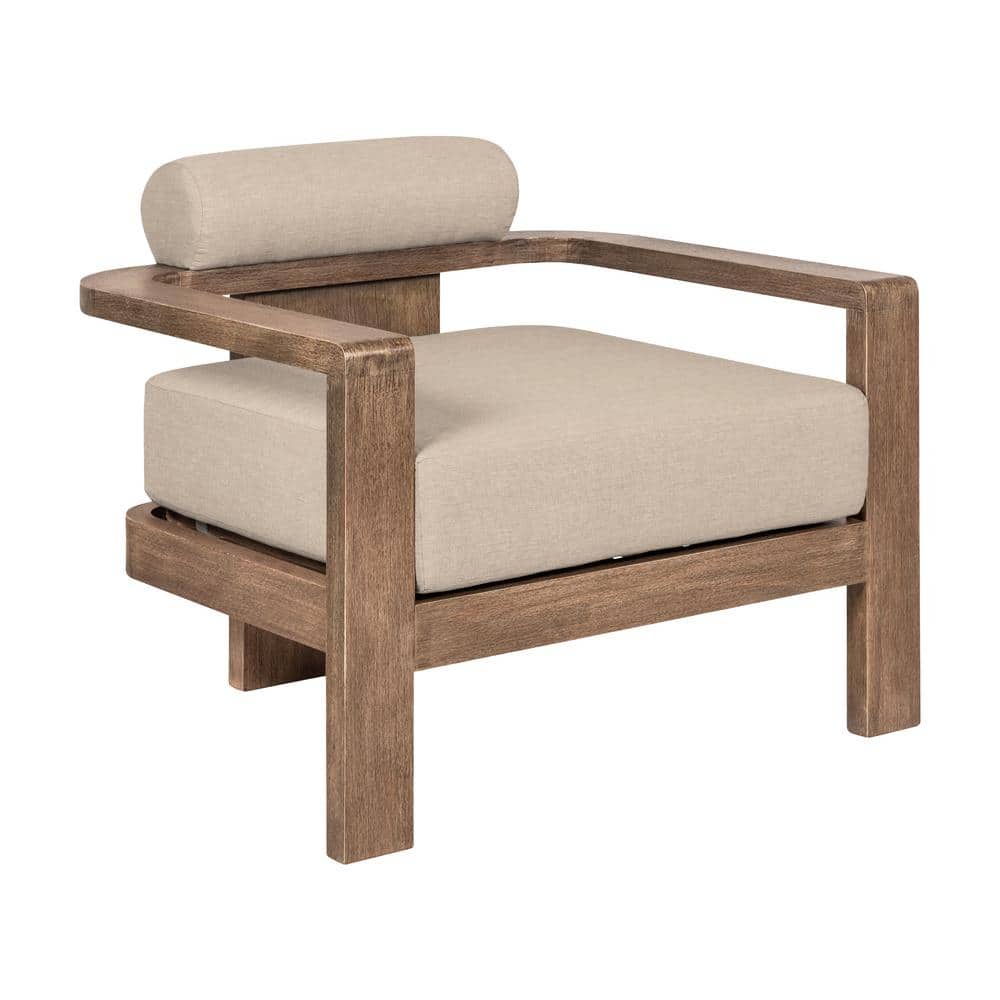Armen Living Relic Light Brown Eucalyptus Wood Outdoor Lounge Chair ...