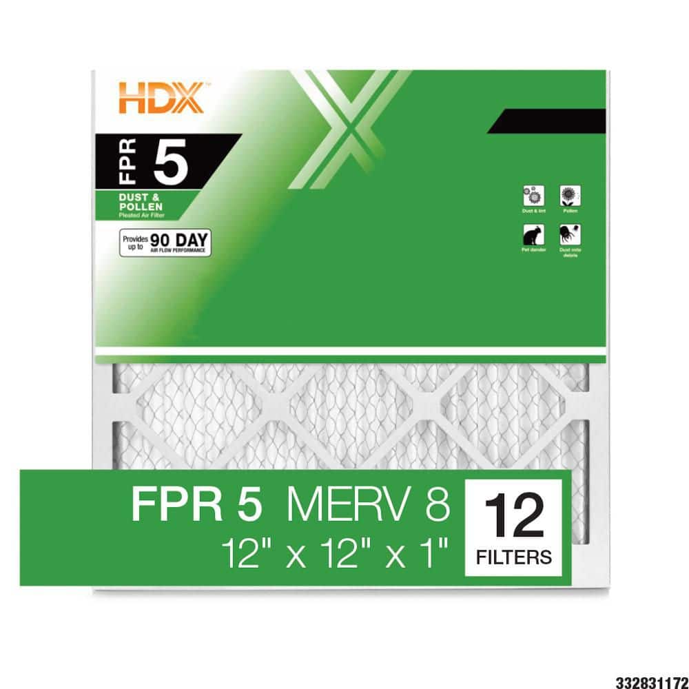 HDX 12 in. x 12 in. x 1 in. Standard Pleated Furnace Air Filter FPR 5 ...