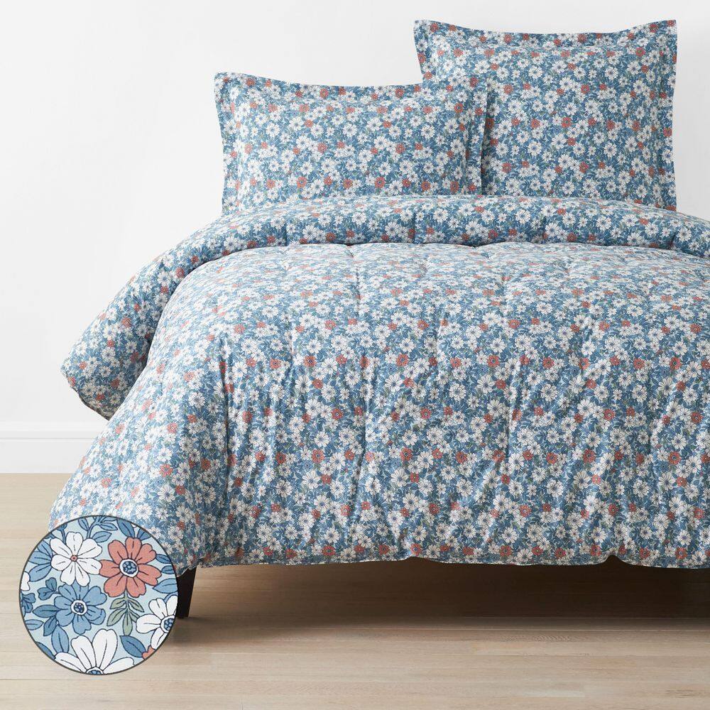 The Company Store Company Cotton Julienne Floral Blue Twin/Twin XL ...