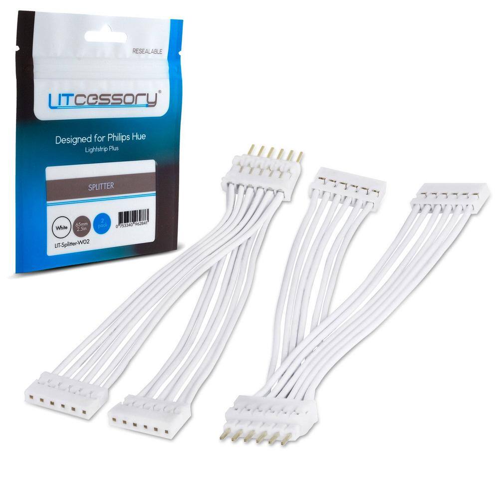 LITCESSORY Splitter for Philips Hue Lightstrip Plus (2-Pack, White ...