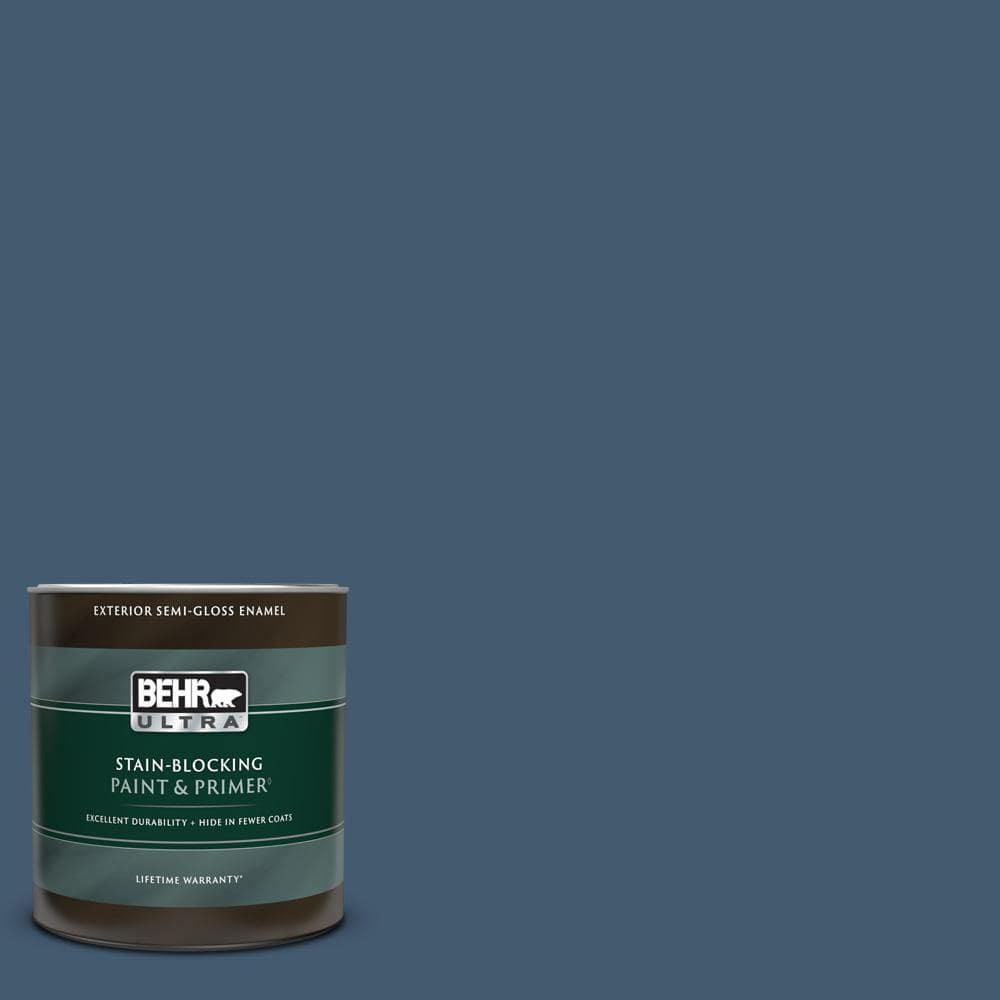 BEHR ULTRA 1 qt. #S500-7 Infinite Deep Sea Semi-Gloss Enamel Exterior ...