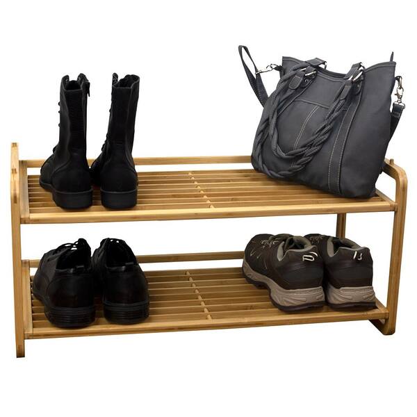 Home Basics 29.9 H 12-Pair 2-Tier Brown Bamboo Shoe Rack HDC52064 - The ...