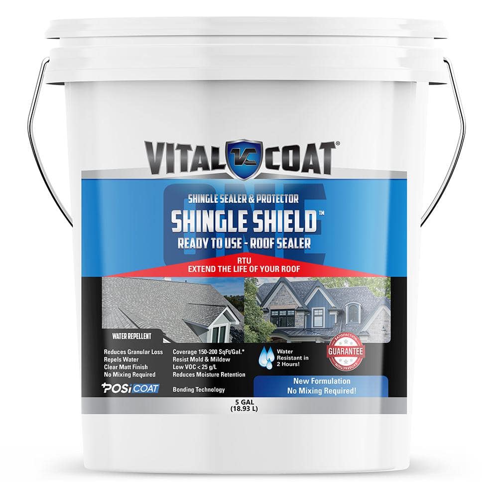 VITAL COAT 5 Gal. Clear Matt 100% Acrylic Shingle Shield Roof Coating ...