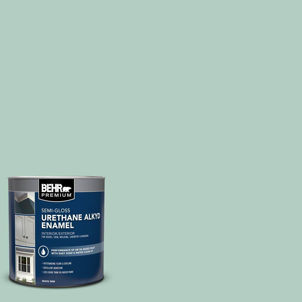 BEHR PREMIUM 1 qt. #M430-3 Wintergreen Dream Semi-Gloss Enamel Urethane ...