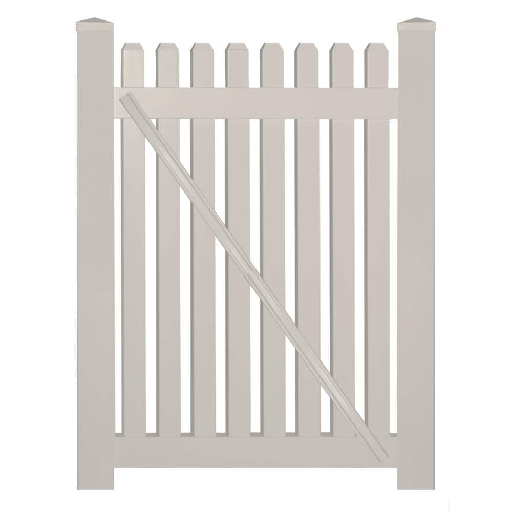Weatherables Provincetown 4 ft. W x 4 ft. H Tan Vinyl Picket Fence Gate ...